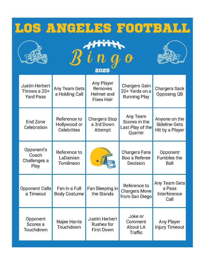 2025 Los Angeles Bingo | 30 Unique Cards | Instant Download | Live ...