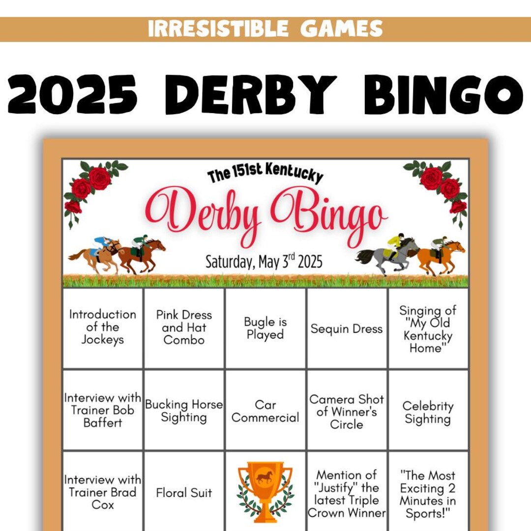 2025 Derby Bingo Game | Horse Racing Game | 151st Race for the Roses ...