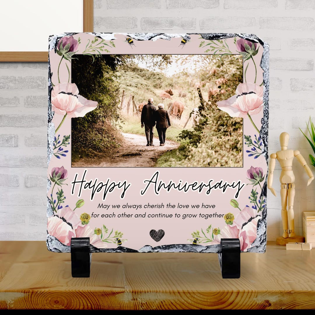 Personalized Photo Slate Frame, Rustic Keepsake, Anniversary Gift - Etsy