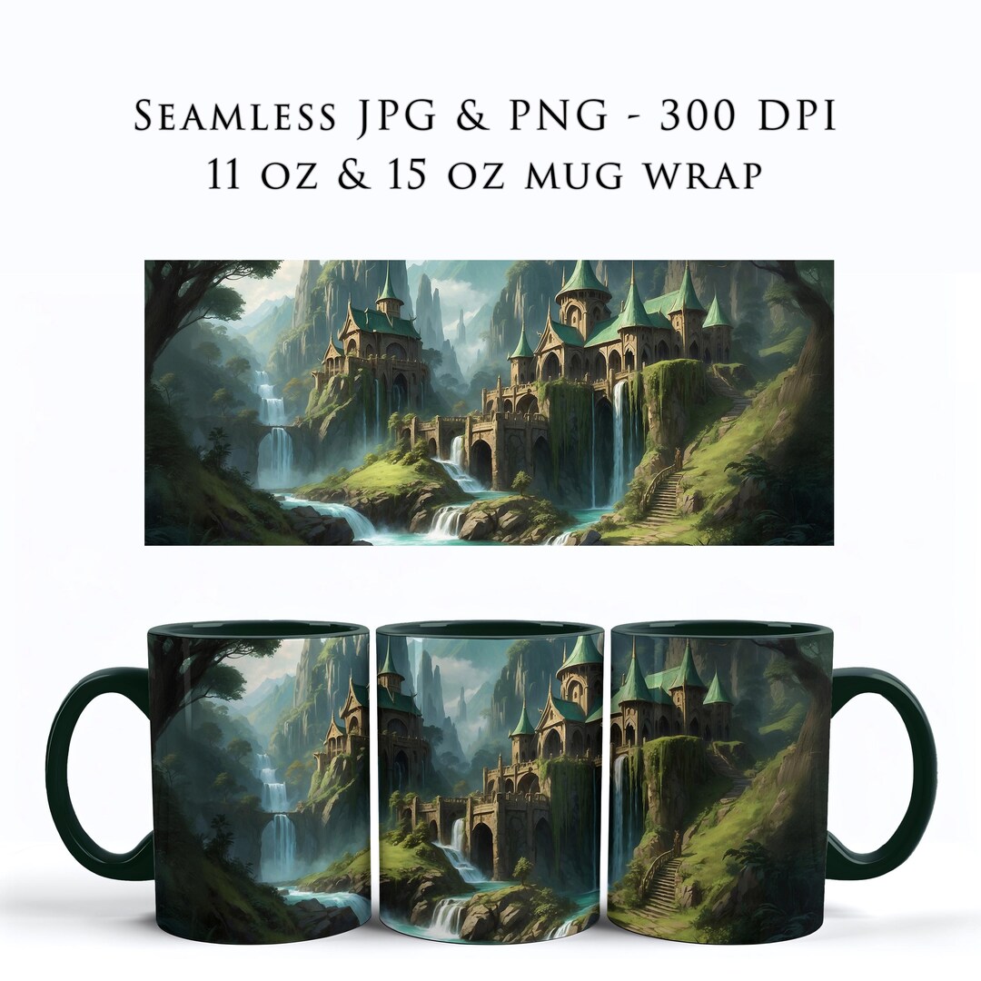 LOTR Fantasy Mug Wrap, Gift for Gamers, Seamless Mugwrap PNG, Lord of ...