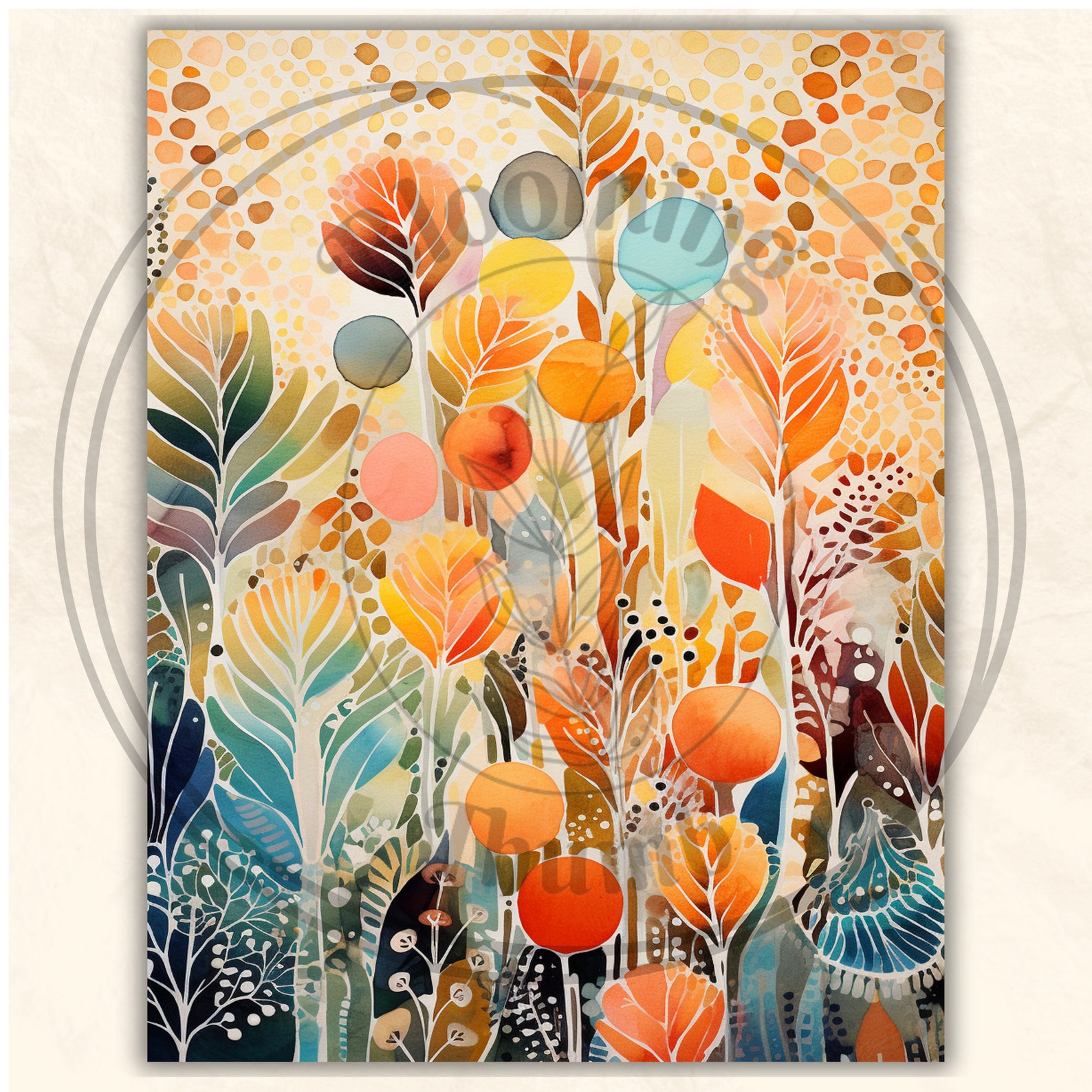 Abstract Watercolor Florals Orange Teal Junk Journal Paper Vol 1 ...