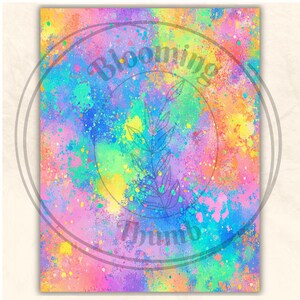 Neon Paint Splatter Scrapbook Paper Vol 3 - Colorful Abstract Art ...