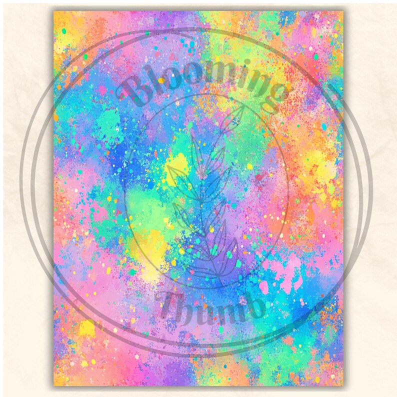 Neon Paint Splatter Scrapbook Paper: Abstract Art (digital Download) - Etsy