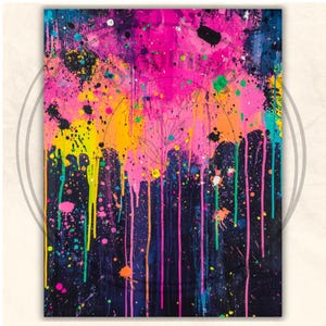 Neon Paint Splatter Scrapbook Paper Vol 5 - Colorful Abstract Art ...