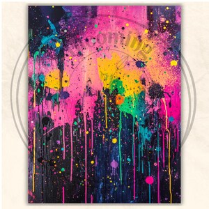 Neon Paint Splatter Scrapbook Paper Vol 5 - Colorful Abstract Art ...