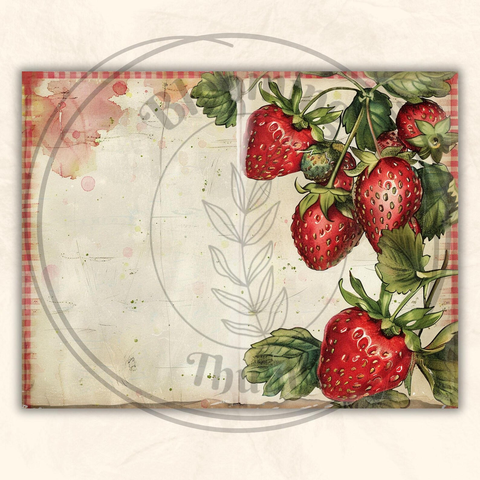 Vintage Strawberry Junk Journal Pages Vol 5 Landscape 11x8.5 Digital ...