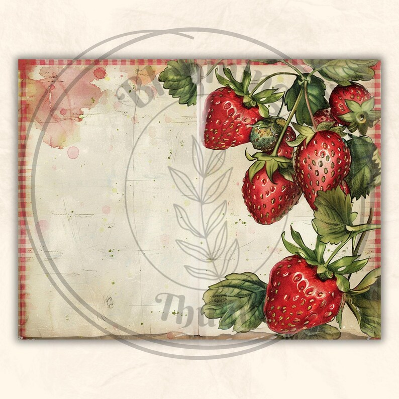 Vintage Strawberry Junk Journal Pages Vol 5 Landscape 11x8.5 Digital ...