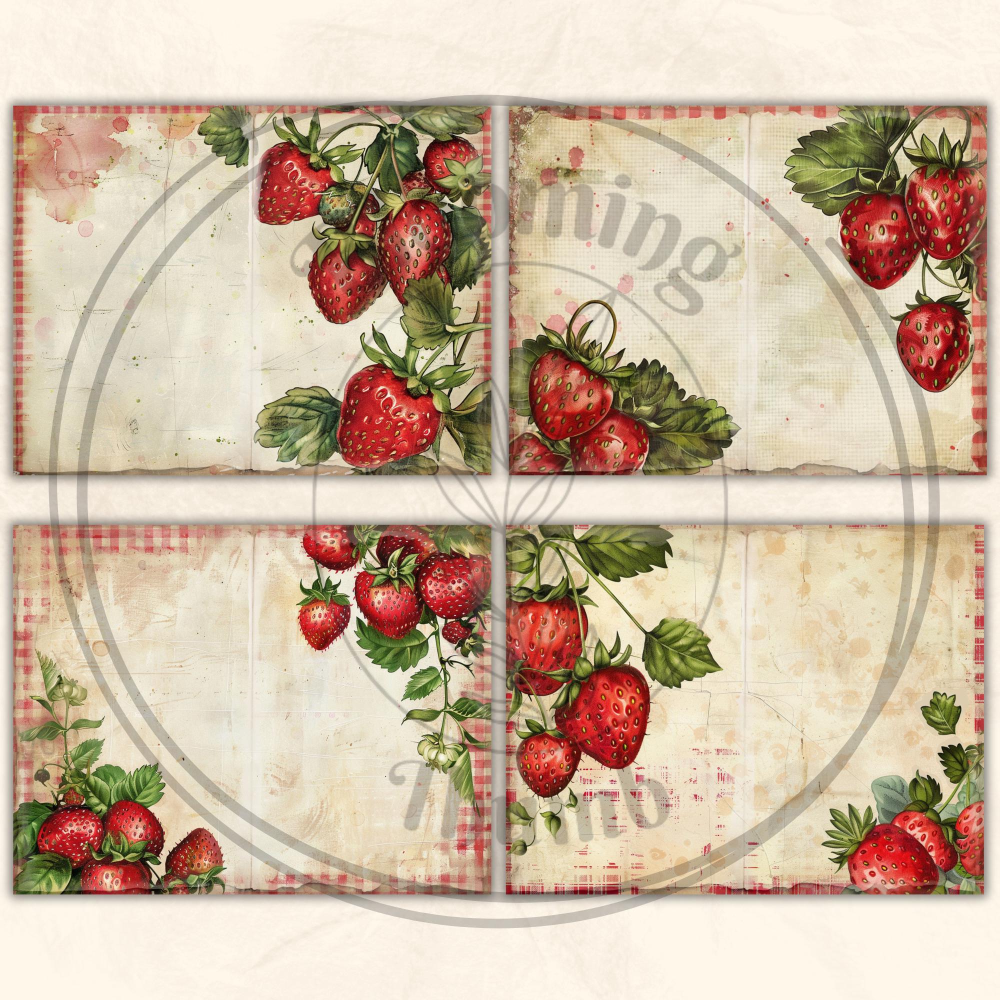 Vintage Strawberry Junk Journal Pages Vol 5 Landscape 11x8.5 Digital ...