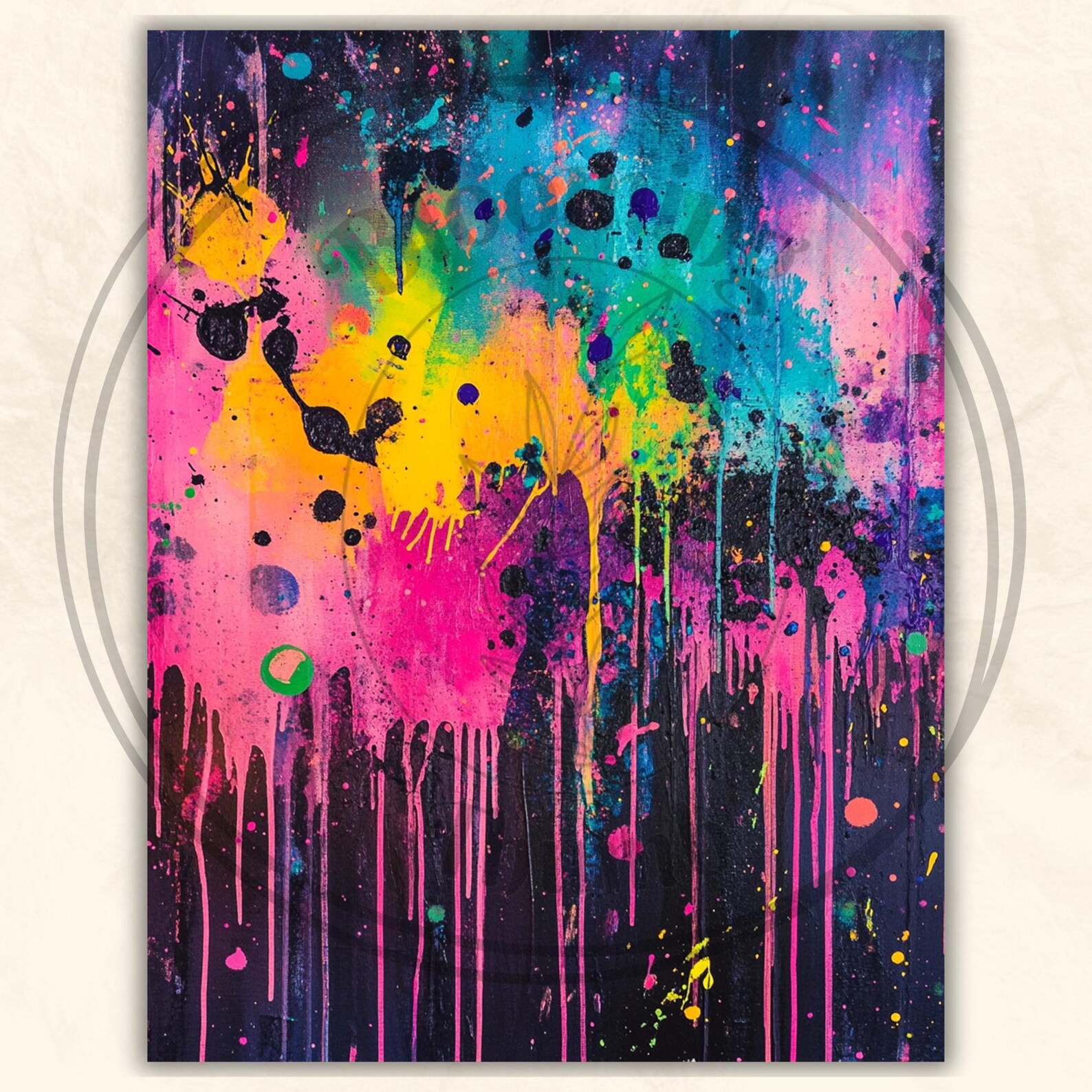 Neon Paint Splatter Scrapbook Paper Vol 5 - Colorful Abstract Art ...