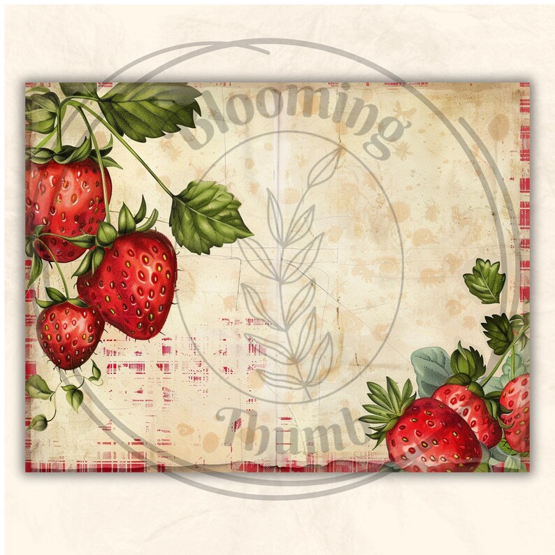 Vintage Strawberry Junk Journal Pages Vol 5 Landscape 11x8.5 Digital ...