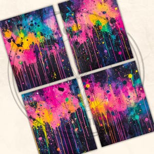 Neon Paint Splatter Scrapbook Paper Vol 5 - Colorful Abstract Art ...