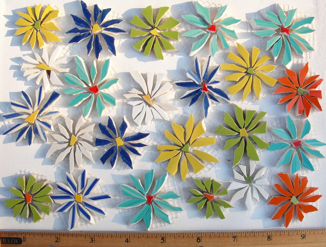Mesh Mounted 23 Multicolor Daisy Mosaic Tile Set - Etsy
