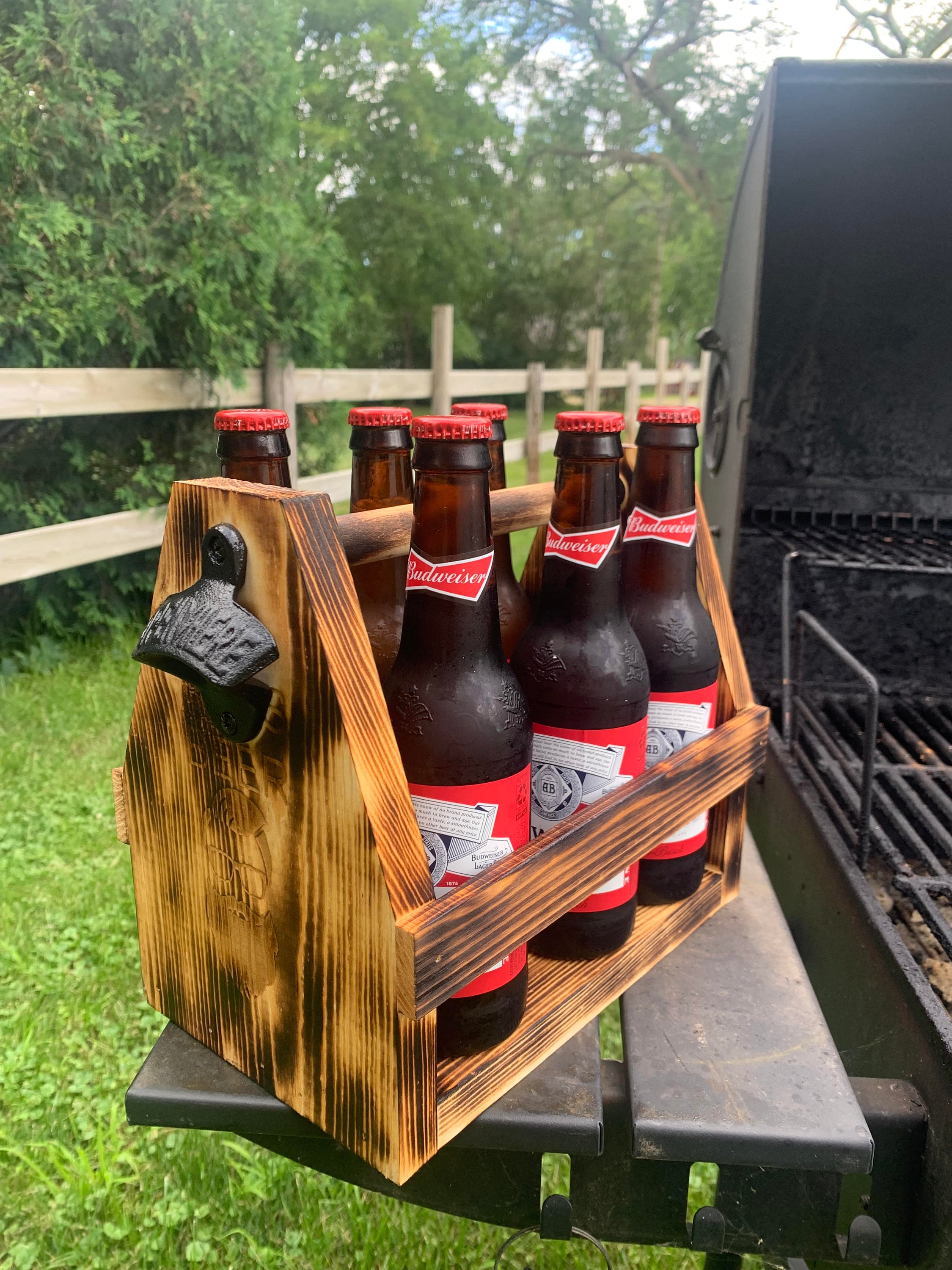 Rustic Beer Caddy, Beer Tote, Wooden Beer Holder, Wooden Condiment ...