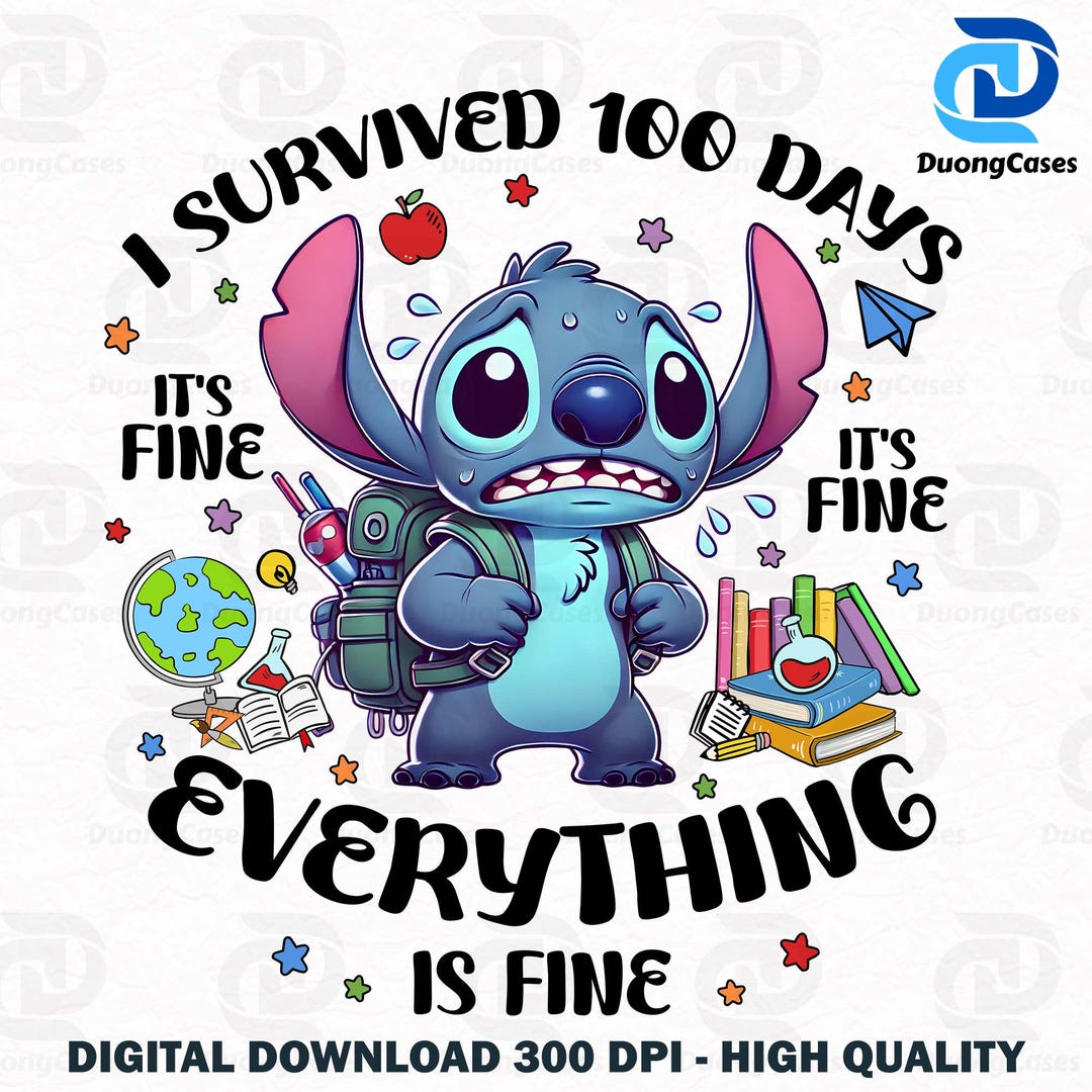 I Survived 100 Days of School Png, 100 Days of School Cartoon PNG ...