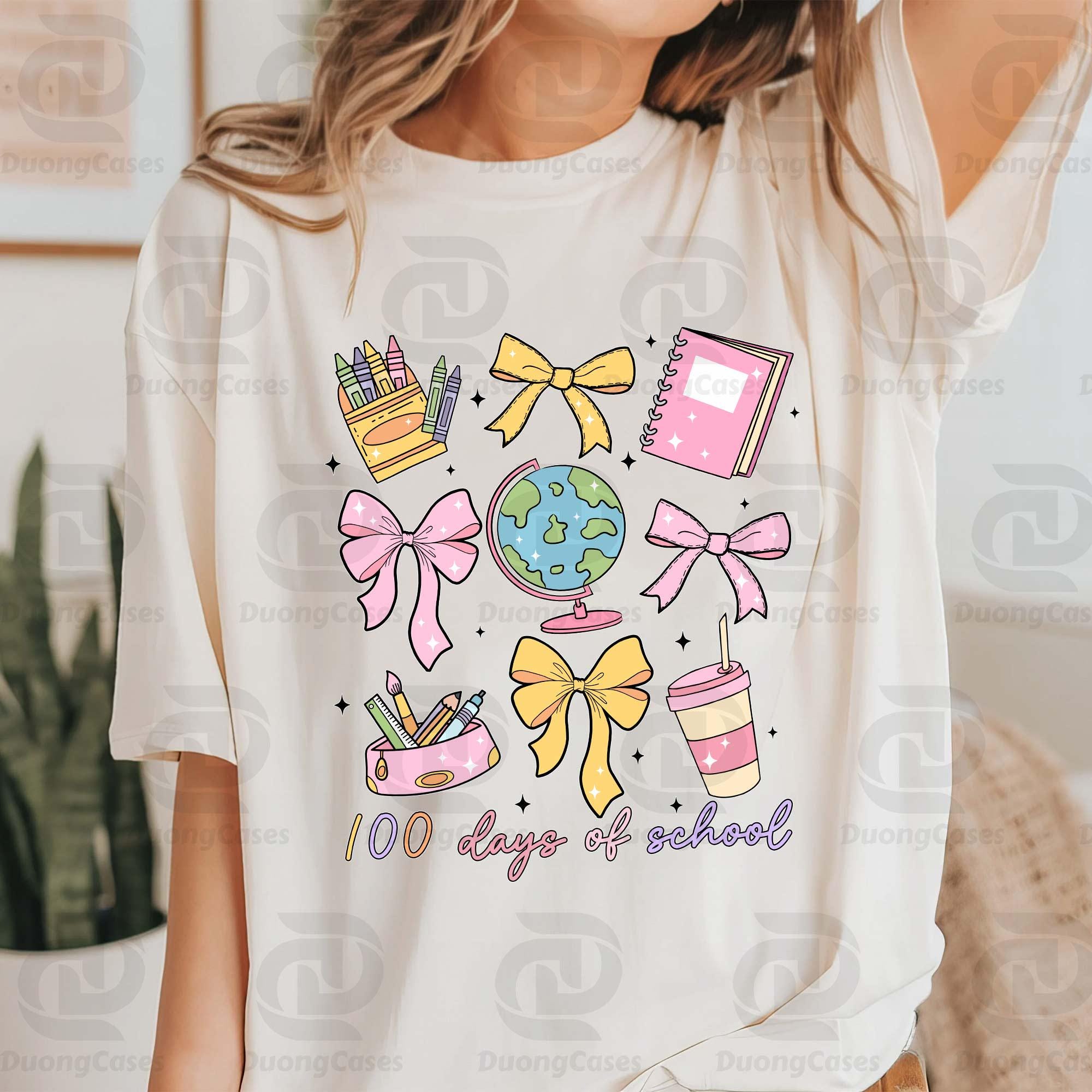 Coquette Teacher 100 Days School Design Png, in My Teacher Era Png, 100 ...