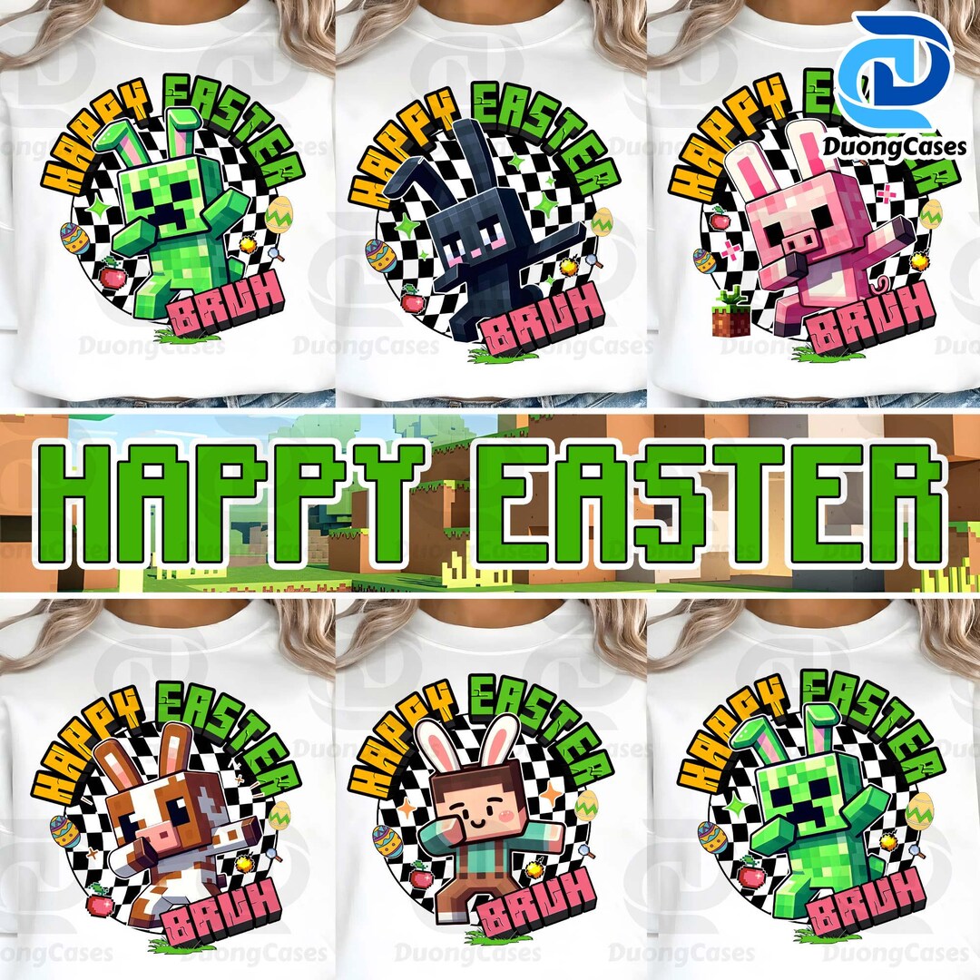 Bundle Boys Mining Easter Png, Happy Easter Bruh Png, Retro Easter Png ...