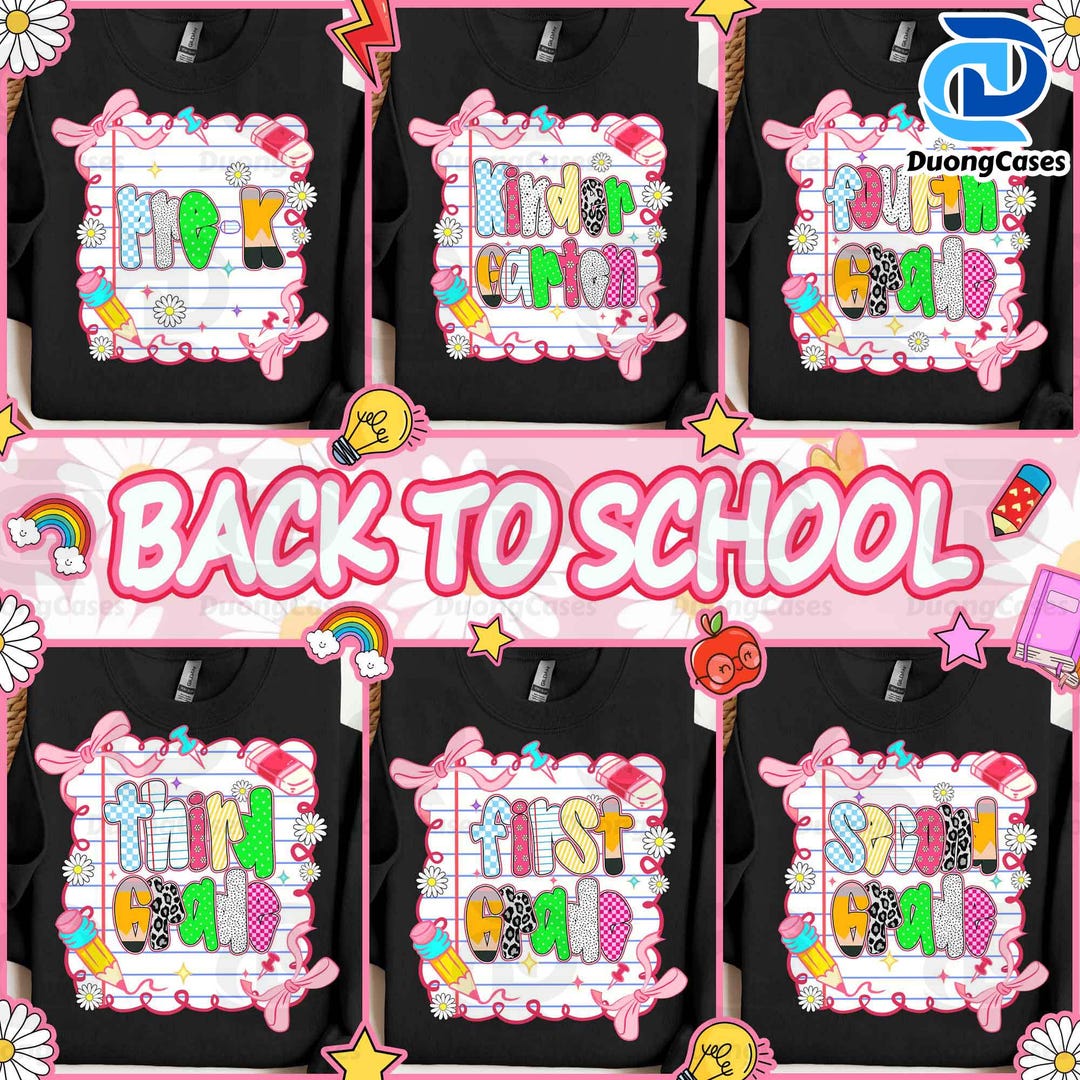 Back to School PNG Bundle, Bundle Preppy Pre-k 1st/2nd/3rd Grade Png ...