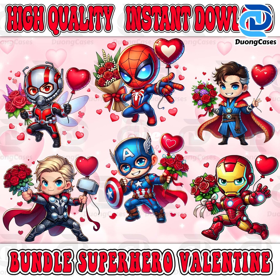 Bundle Superhero Valentine Png, Love Superhero Clipart, Romantic Hero ...