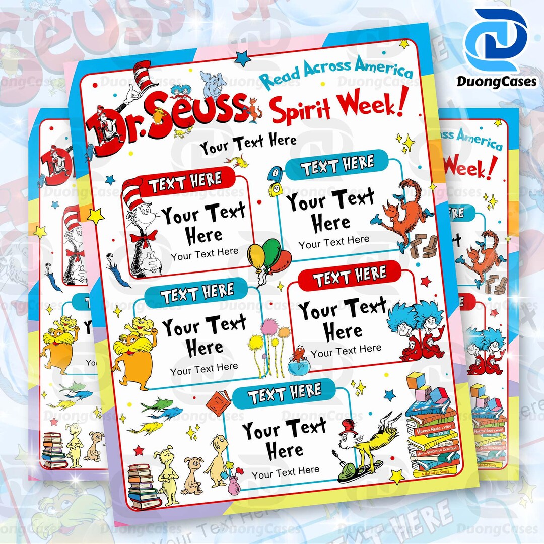 Canva Template Read Across America Week 2025, School Spirit Week ...
