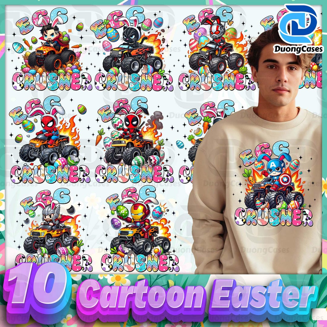 Cartoon Easter Superhero Png Bundle, Monster Truck Cartoon Png, Cartoon ...