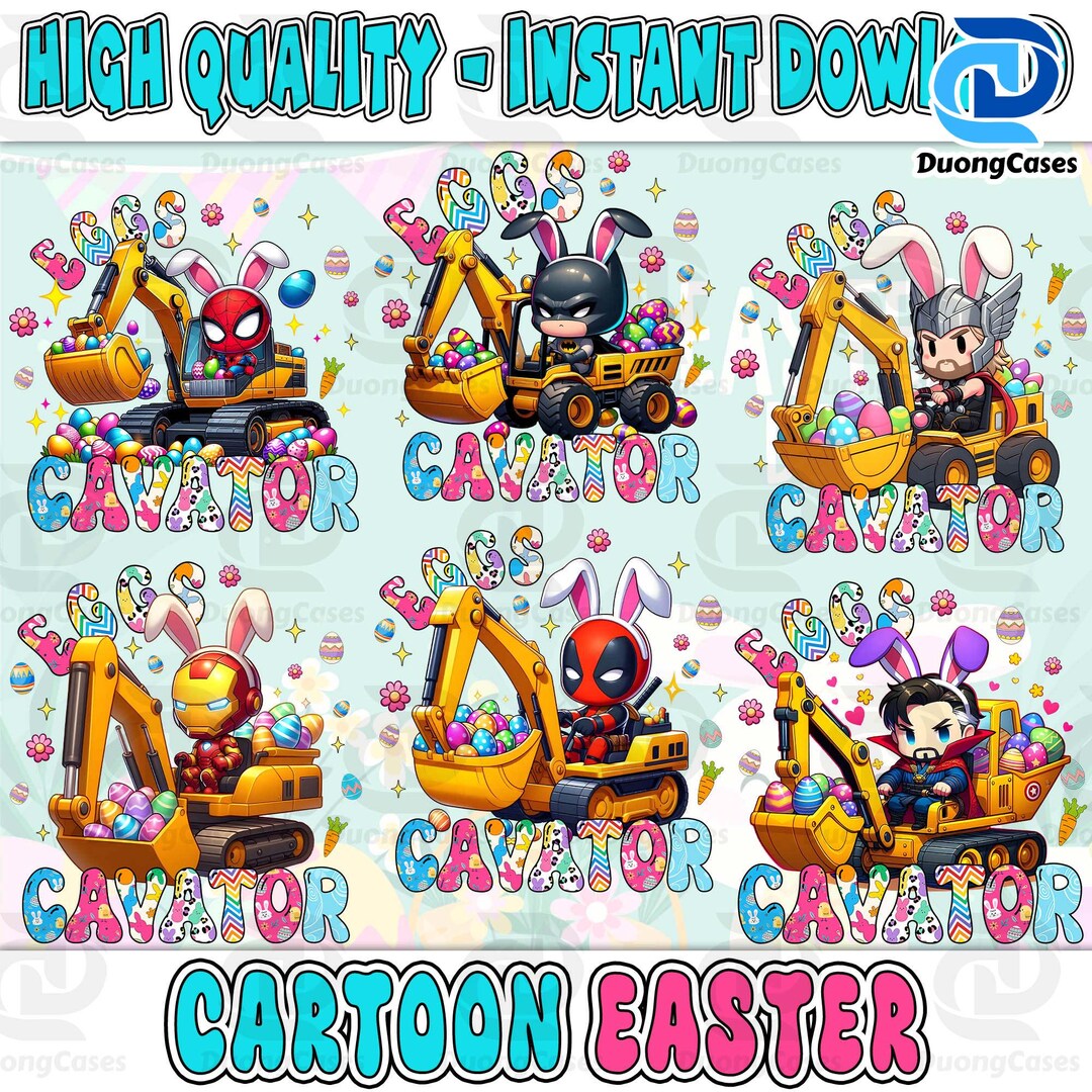 Cartoon Easter Superhero Png Bundle, Monster Truck Cartoon Png, Cartoon ...
