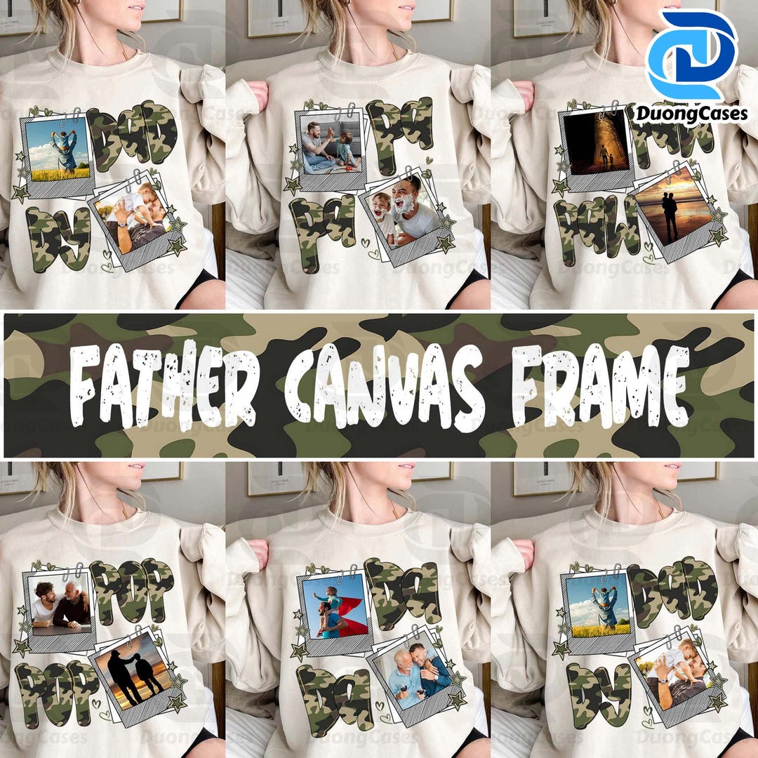 Preppy Camo Dada Photo With Kids PNG, Father's Day Png, Camo Hunting ...