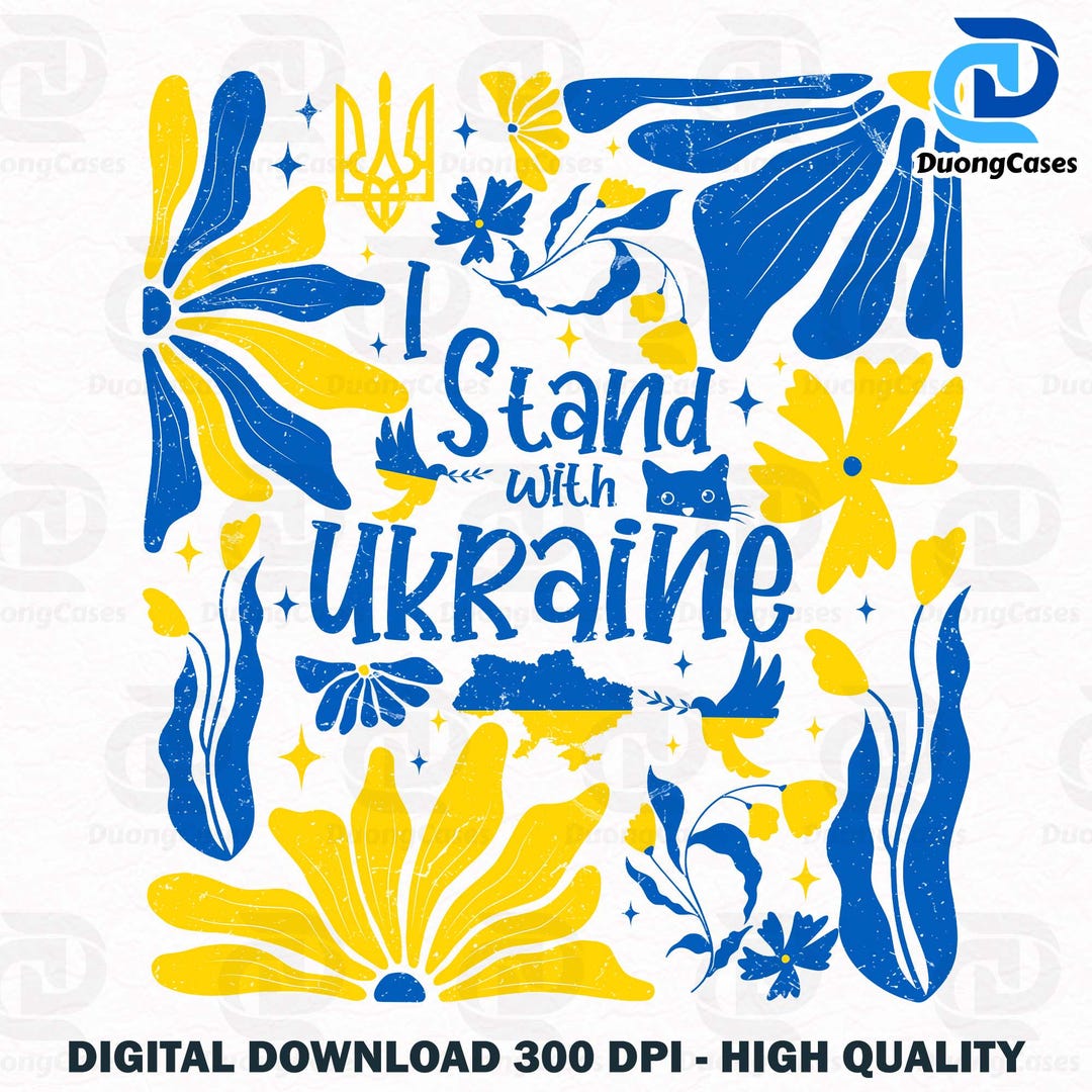 I Stand With Ukraine Png, Floral Support Ukraine Png, Pray for Ukraine ...