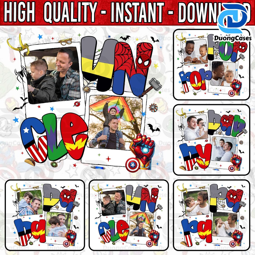 Canva Template Preppy Dada Photo With Kids PNG Bundle, Superhero Father ...