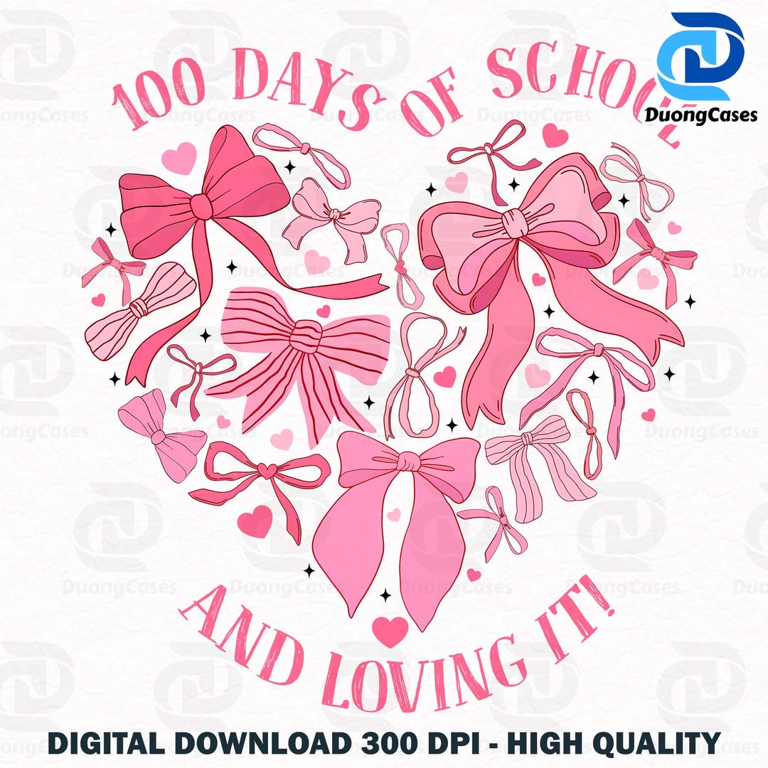 100 Day of Loving School Png, 100 Days Brighter Png, Pink 100 Days of ...