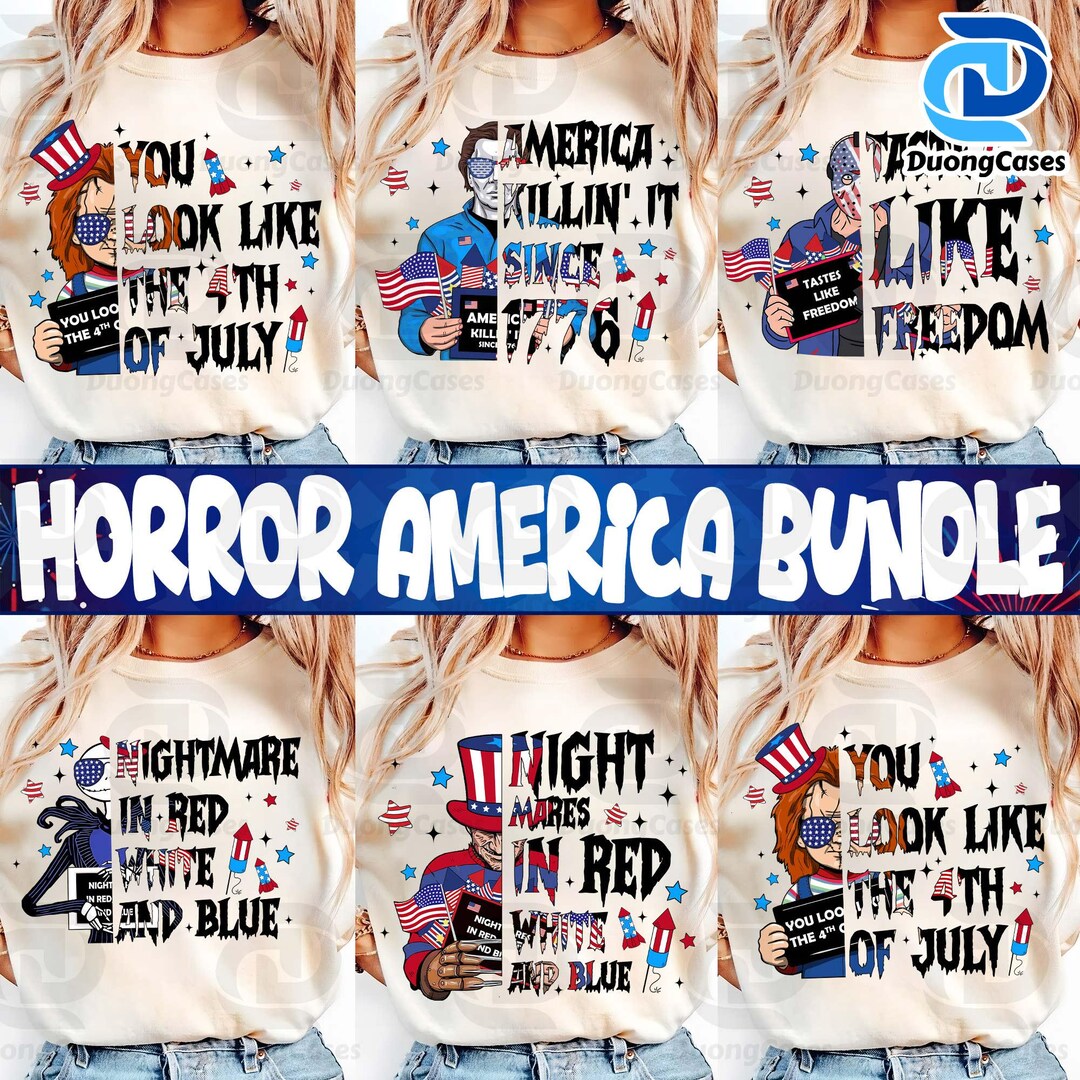 Horror Characters 4th of July Bundle Png, Memorial Day PNG, USA Png ...