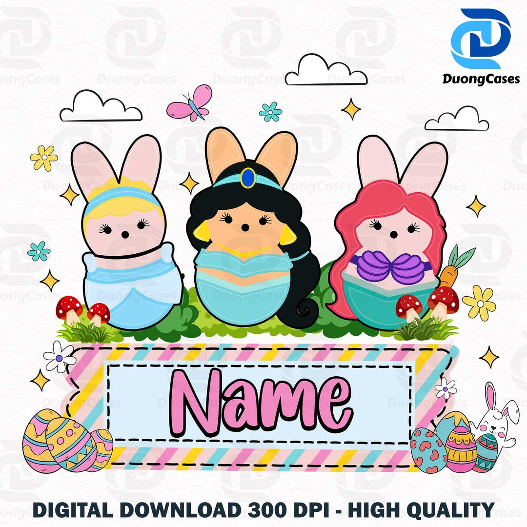 CUSTOM Kid Name Easter Peeps Png, Princess Cartoon Peeps Easter Day ...