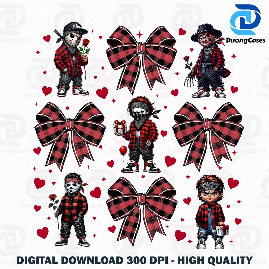 Horror Coquette Valentine Png, Horror Killers Bow Png, Scary Movie ...