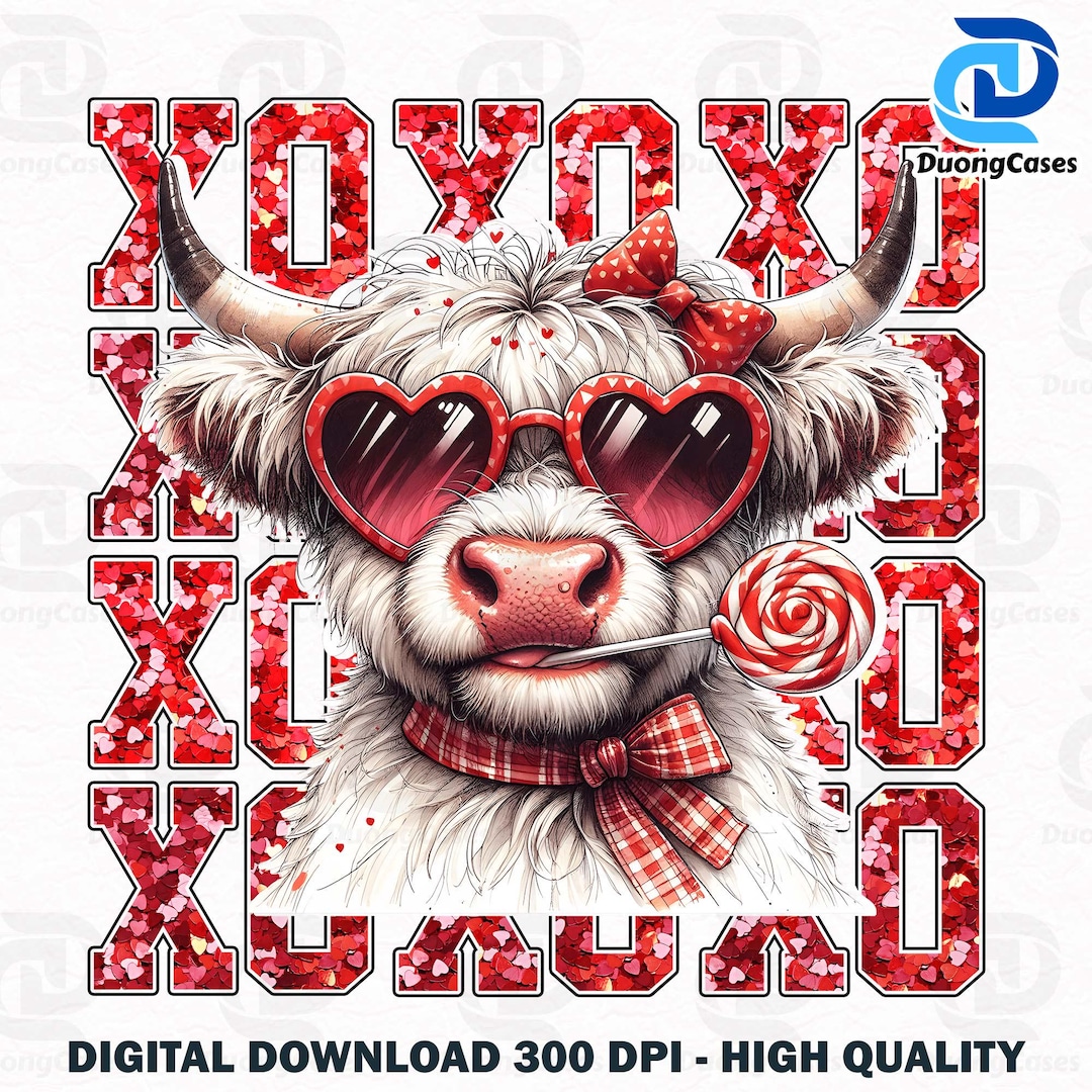 Xoxo Valentine Highland Cow Vibes Png, Valentine Country Girl Png ...