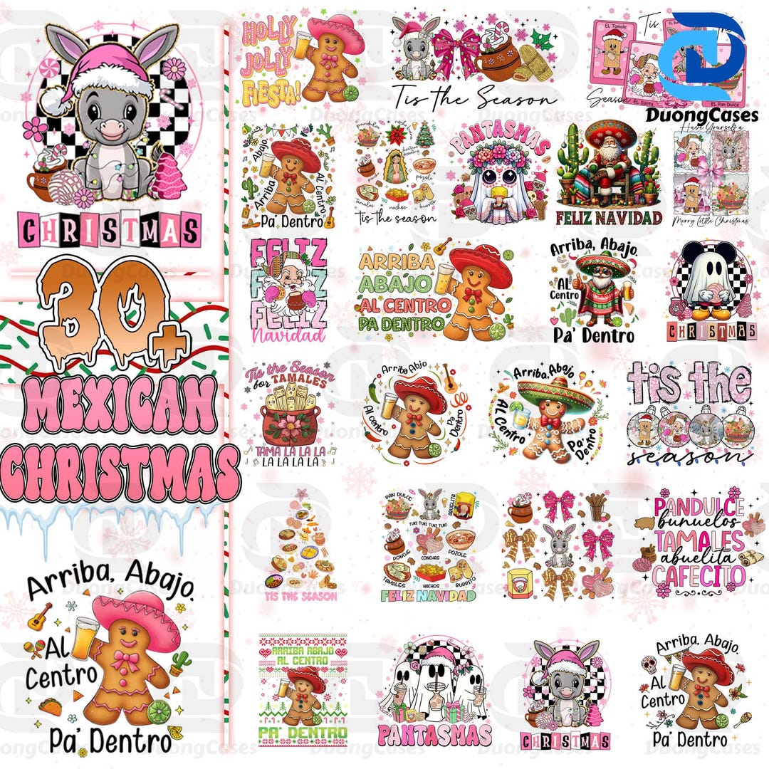 30 Feliz Navidad Png Bundle, Mexican Gingerbread With Sombrero ...