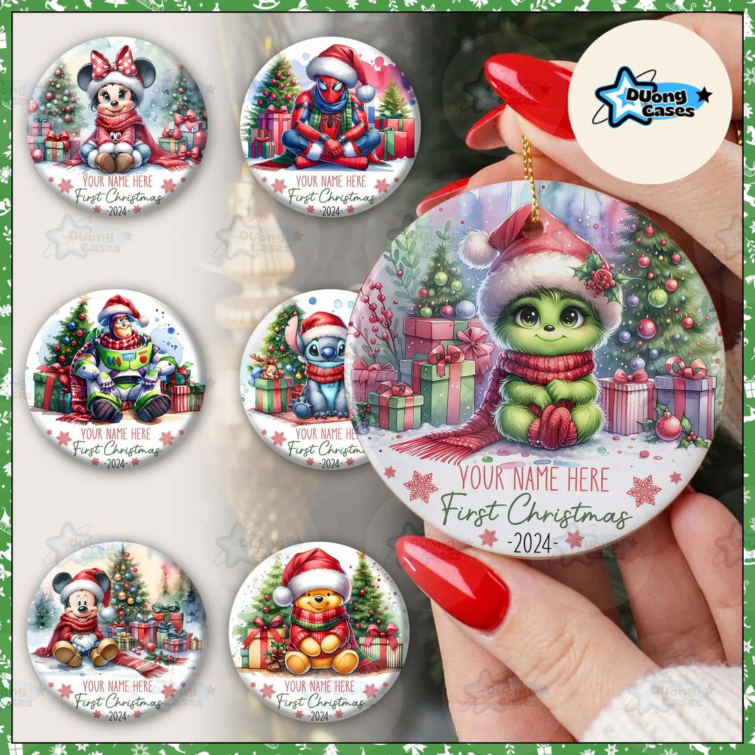 5 Christmas Ornament First Christmas Cartoon Bundle, Xmas Ornament Png ...