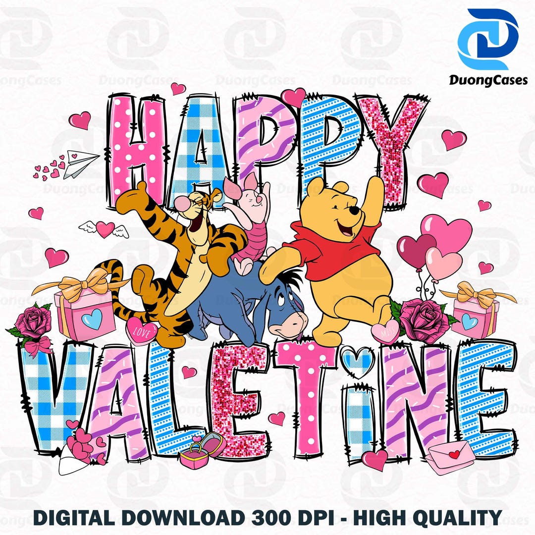 Happy Valentine Cartoon Characters Png, Pink Valentine Cartoon ...