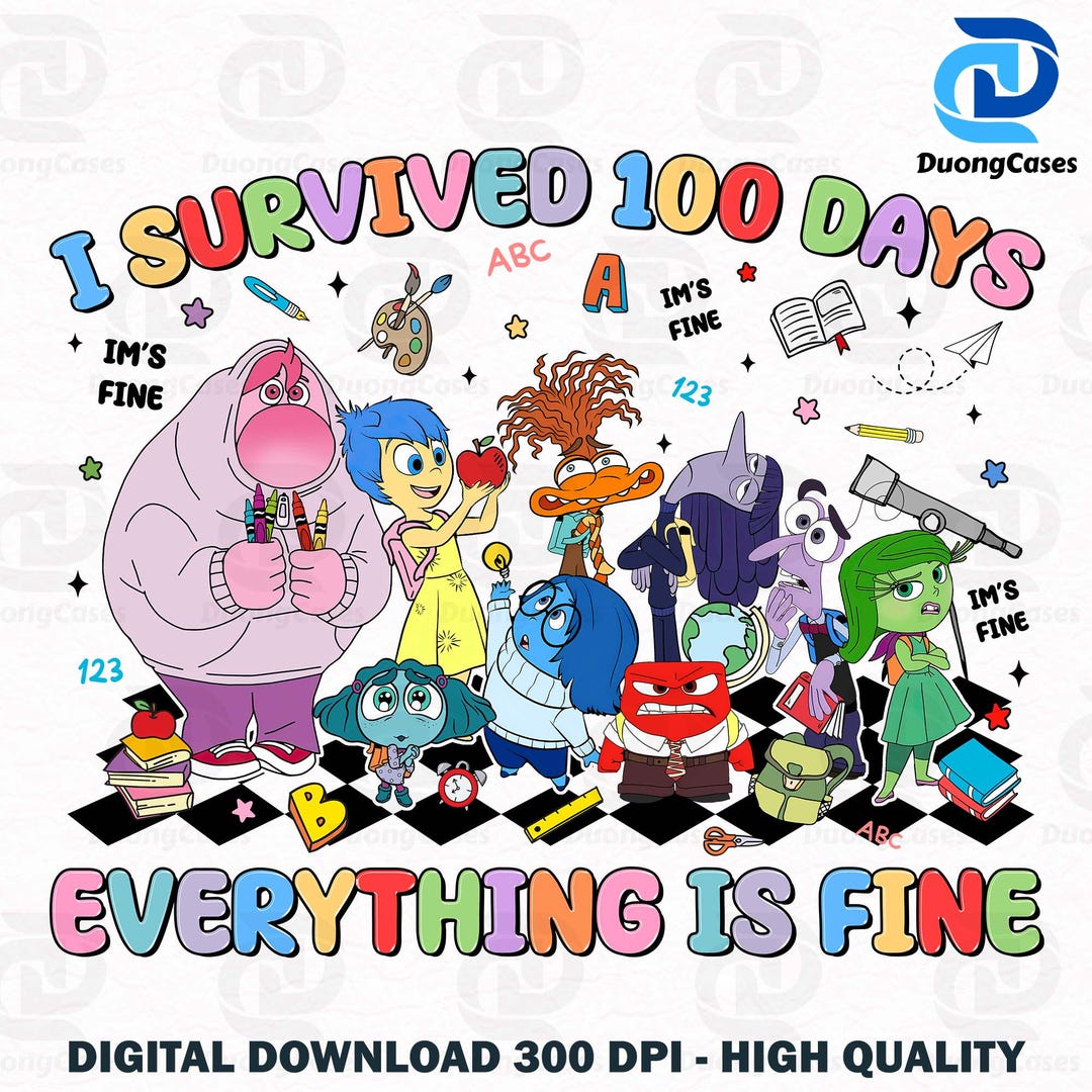 I Survived 100 Days of School Png, 100 Days of School Png, 100 Days of ...