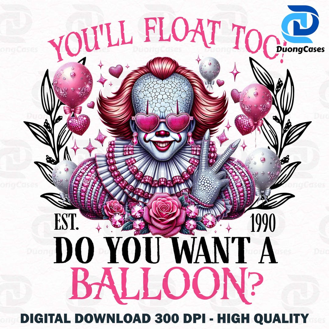 Youll Float Too Png, Horror Valentine's Day Gifts, Gift for Valentine, Pink Killer Valentine Png ...