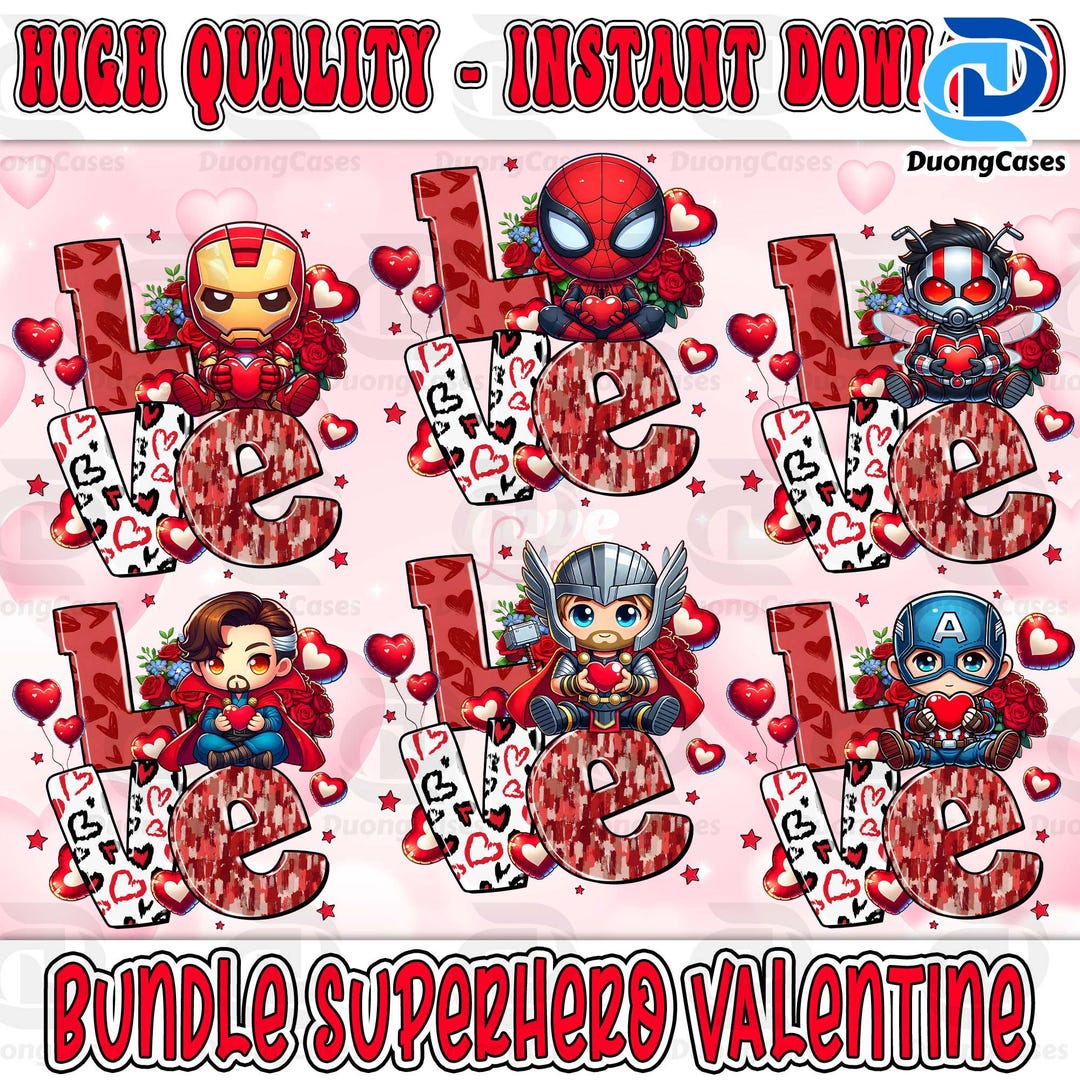 Bundle Superhero Valentine Png, Love Superhero Clipart, Romantic Hero ...