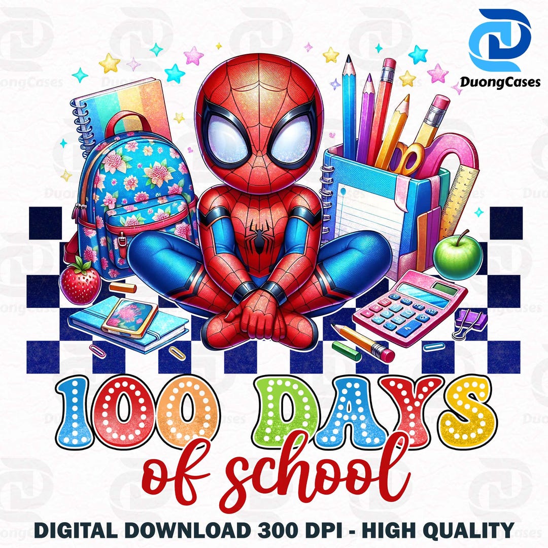 Cute 100 Days of School Png, 100 Days of School Cartoon Png, Happy 100 ...