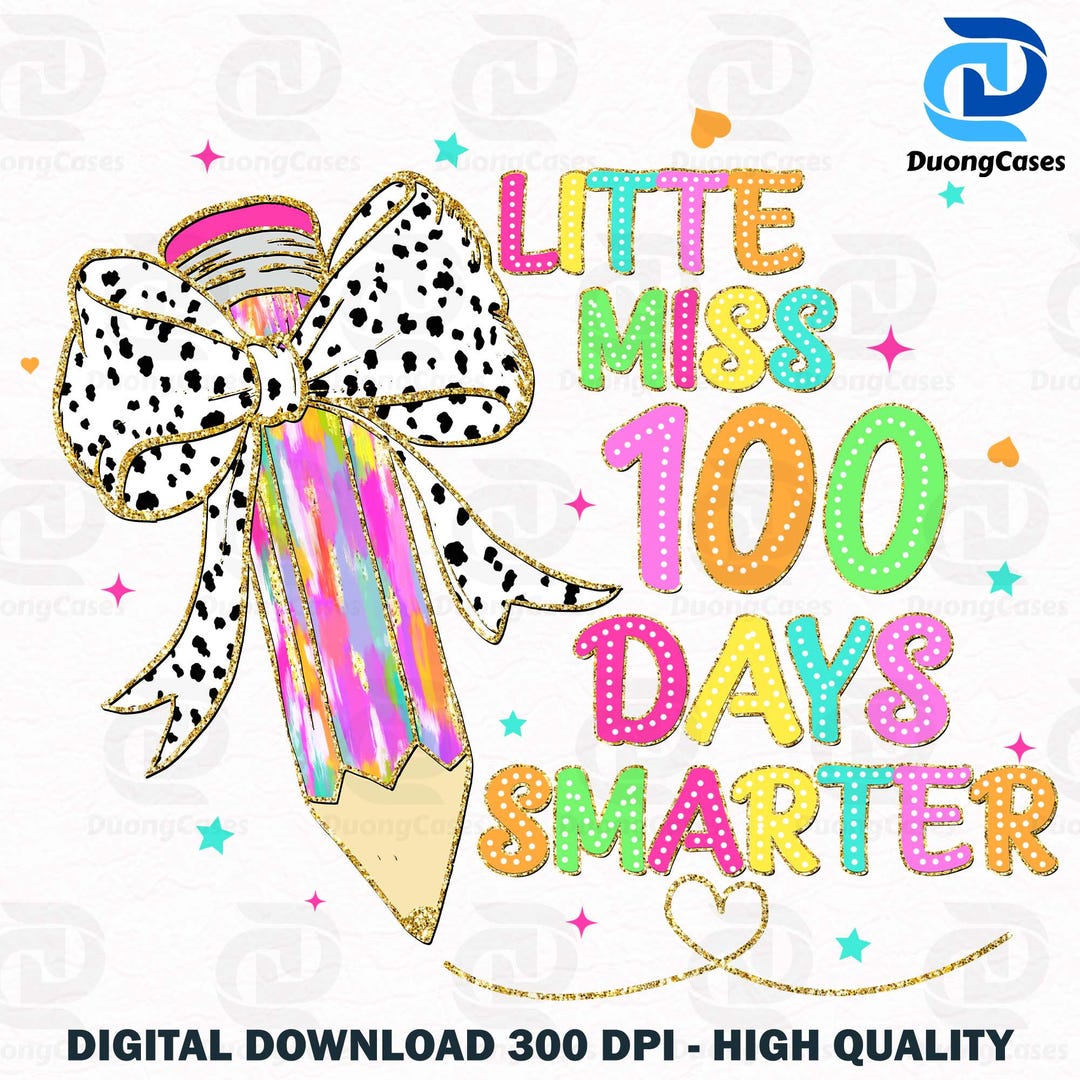 Coquette Bow 100 Day of School Pencil Png, Brushstroke 100 Day of ...