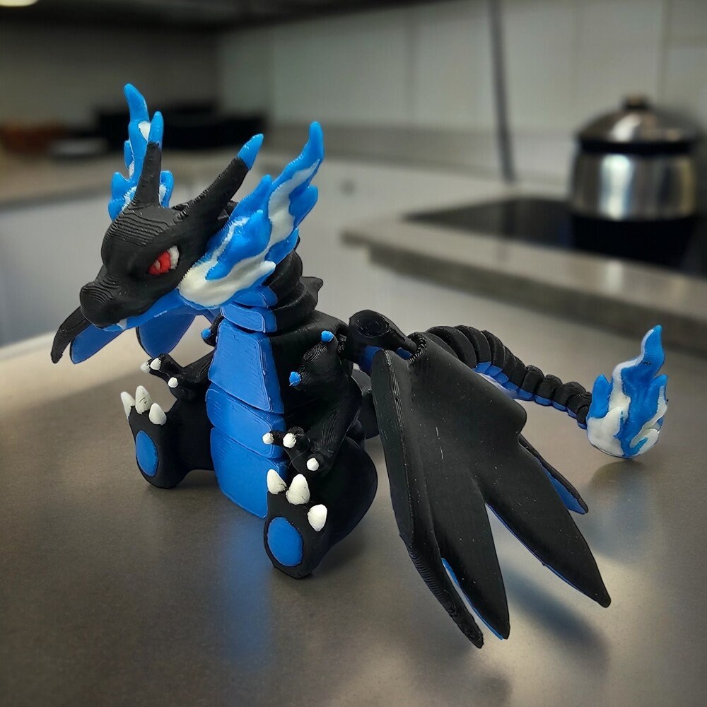 Flexi Articulated Crystal Dragon STL Digital File for 3d Digital ...