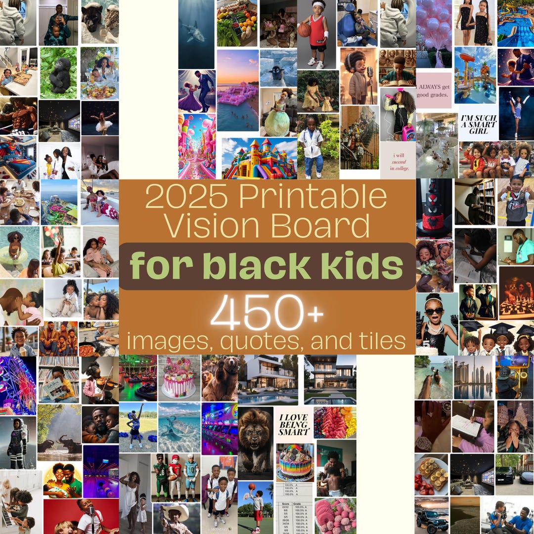 Empowerment Vision Board for Black Kids - Printable Digital Download to ...