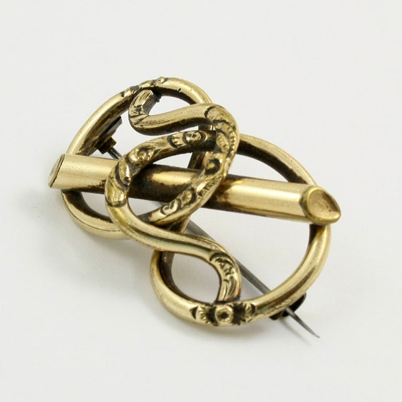 Antique Victorian Infinity Love Knot Brooch Shawl Pin - Gem