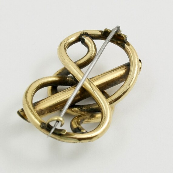 Antique Victorian Infinity Love Knot Brooch Shawl Pin - Gem
