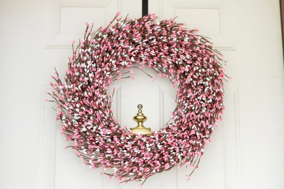 New Pink Wreath Spring Summer Wreath All Seasons Wreath Easter | Etsy