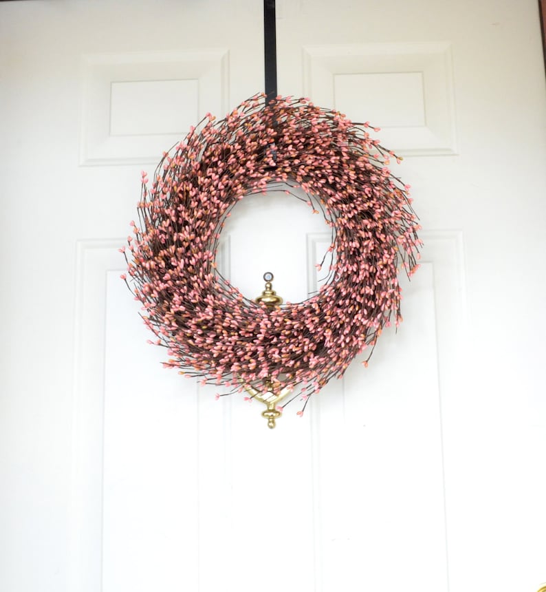 Carnation Pink Spring Wreath Pink Pip Berries Front Door - Etsy