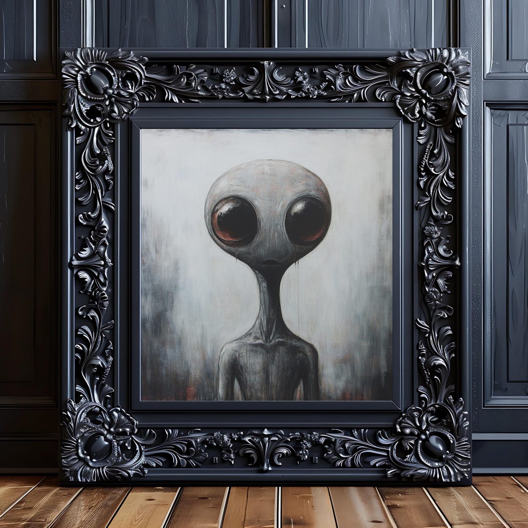 Alien Baby Matte Poster, Grey Alien Nursery Wall Art, Cute and Creepy ...