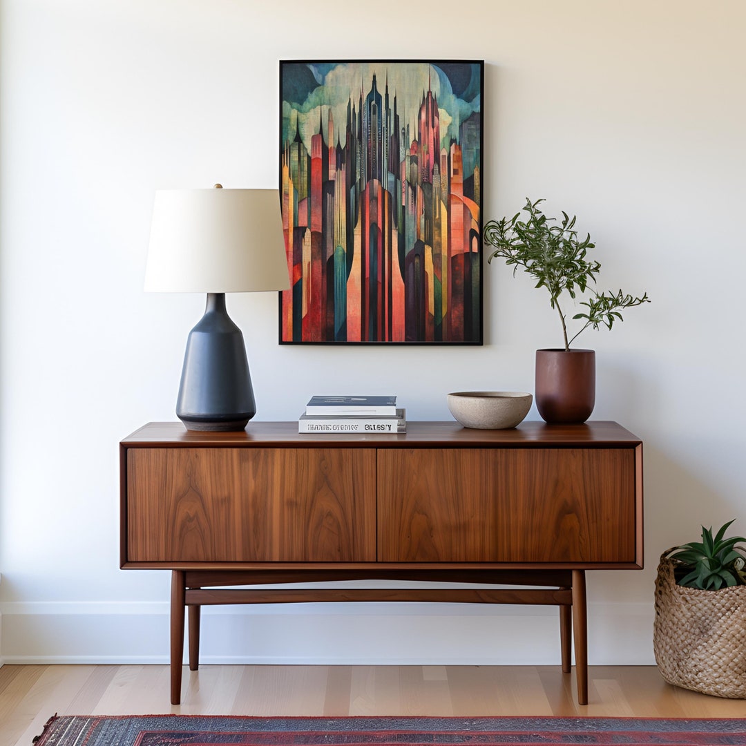 Vertical Posters, Art Deco Gotham City Wall Art, Mid-century Modern ...