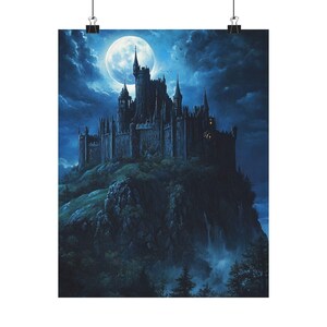 Halloween Poster, Creepy Castle Art, Creepy Landscape, Halloween ...